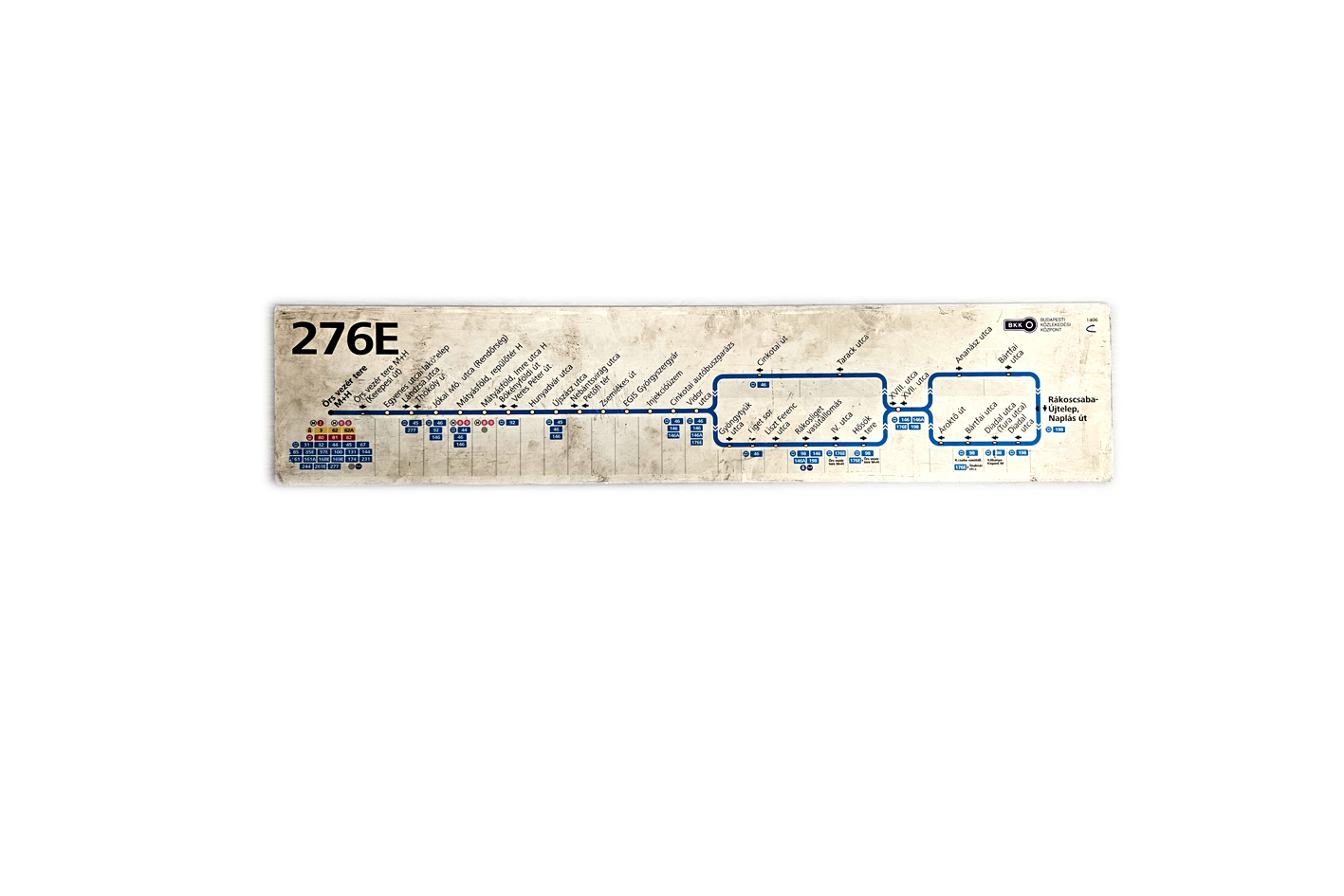 Viszonylatjelző tábla "276E", méret: 89,5*19,5cm / ARV20252051 | BKV ...